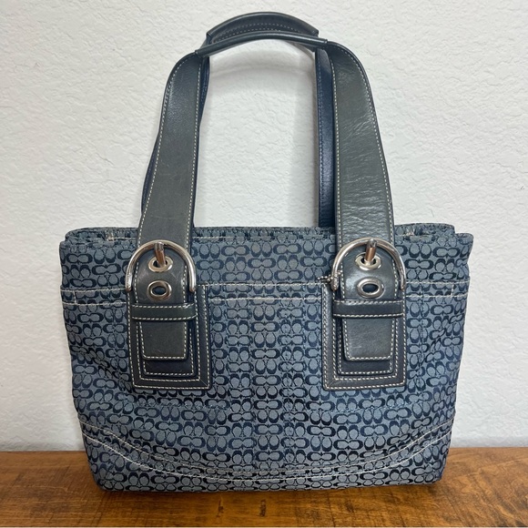 Coach | Bags | Coach F231 Soho Denim Blue Signature Mini Jacquard ...